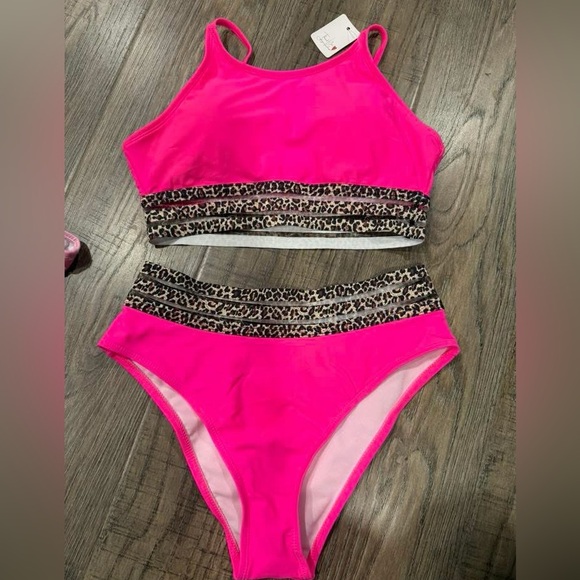 Swim | Hot Pink Leopard Print Bikini Set | Poshmark